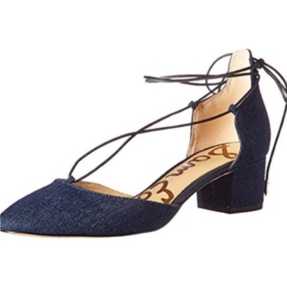 Sam Edelman | Shoes | Sam Edelman Loretta Block Low Heel Denim Shoes 9 ...